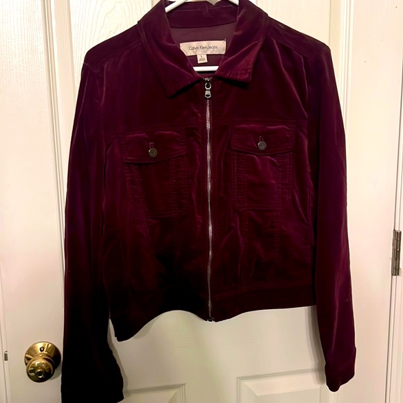 Calvin Klein | Jackets & Coats | Calvin Klein Velveteen Wine Color Jean ...